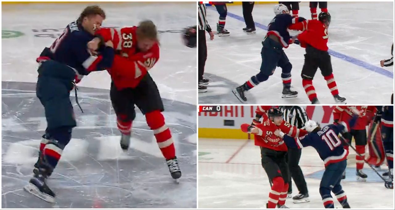 USA vs Canada Ice Hockey Game Has Three Fights in Nine Seconds