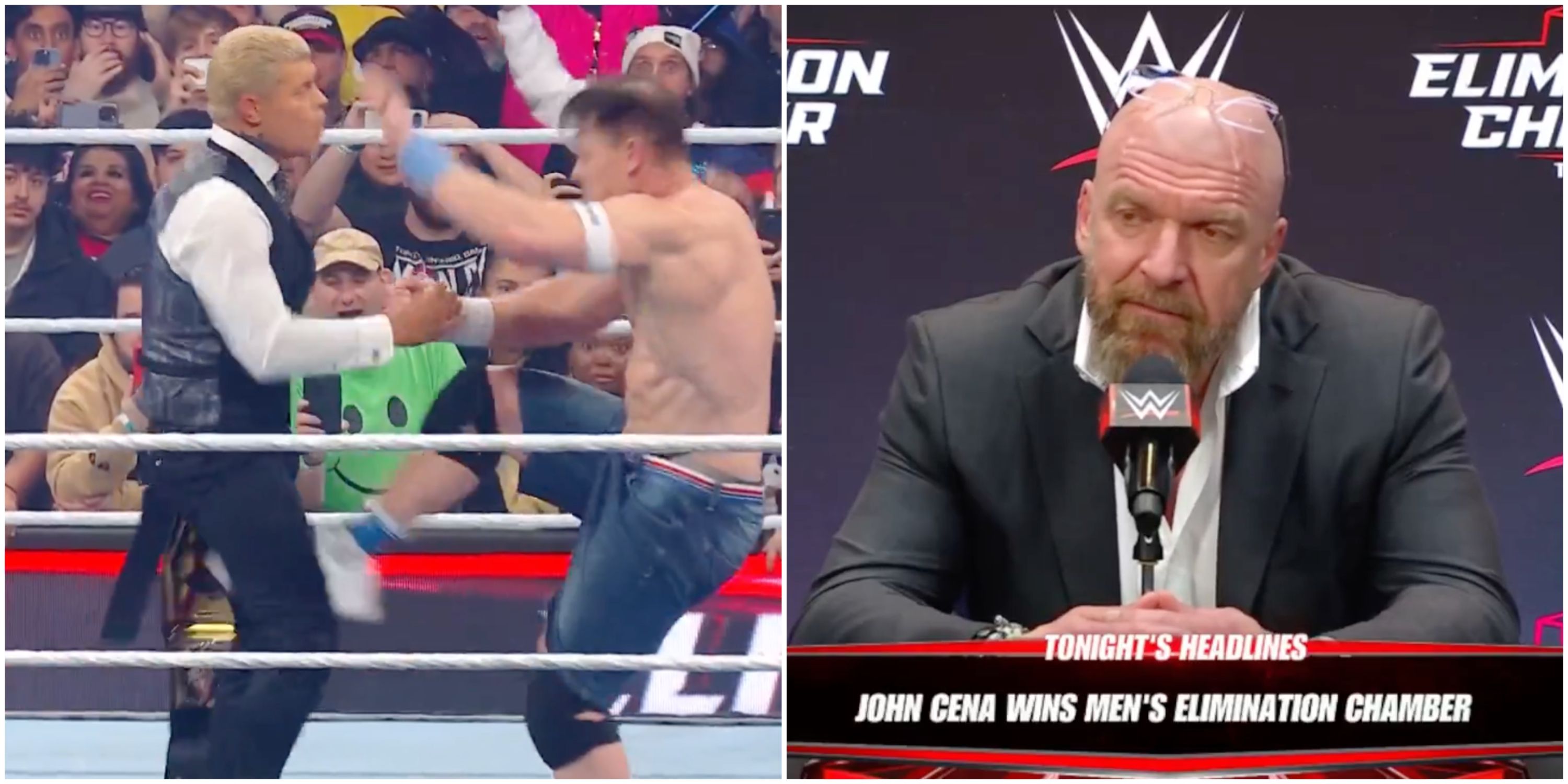 Triple H Reacts to John Cena’s WWE Elimination Chamber Heel Turn
