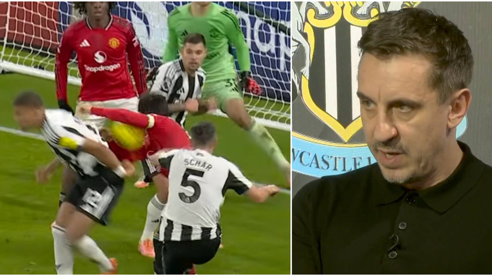 Gary Neville Explains Why VAR Did Not Give Newcastle Penalty vs Man Utd