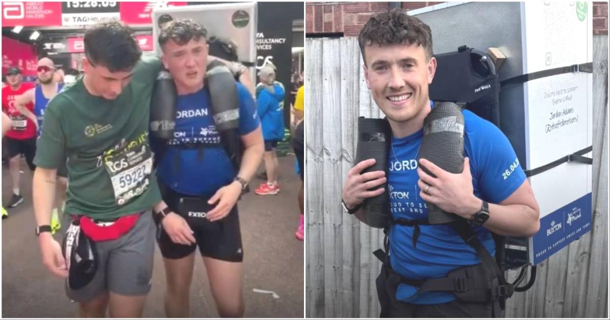 London Marathon: Jordan Adams Runs With 25kg Fridge on His Back