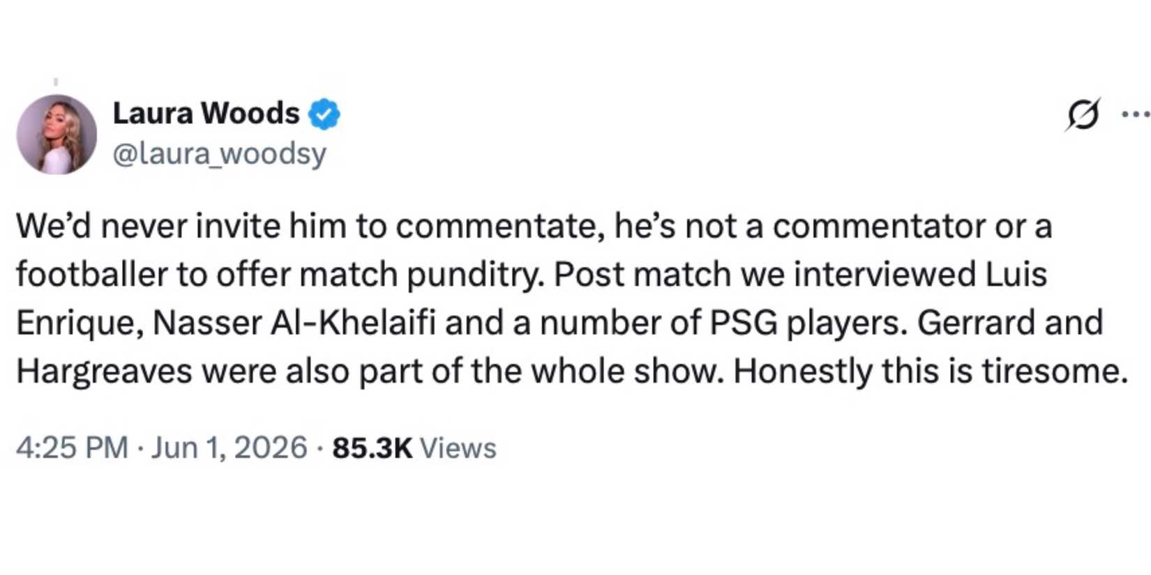 Laura Woods Responds to Journalist Criticising Champions League Final ...